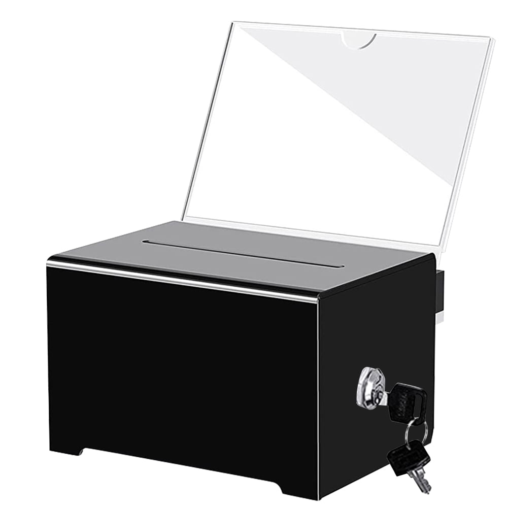 BLEEUS Acrylic Donation Box With Lock And Sign Holder Ballot Box Home ...