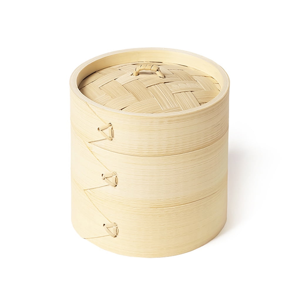 BLEEUS Bamboo Dumplings Dimsum Steamer Basket With Lid Reusable Home ...