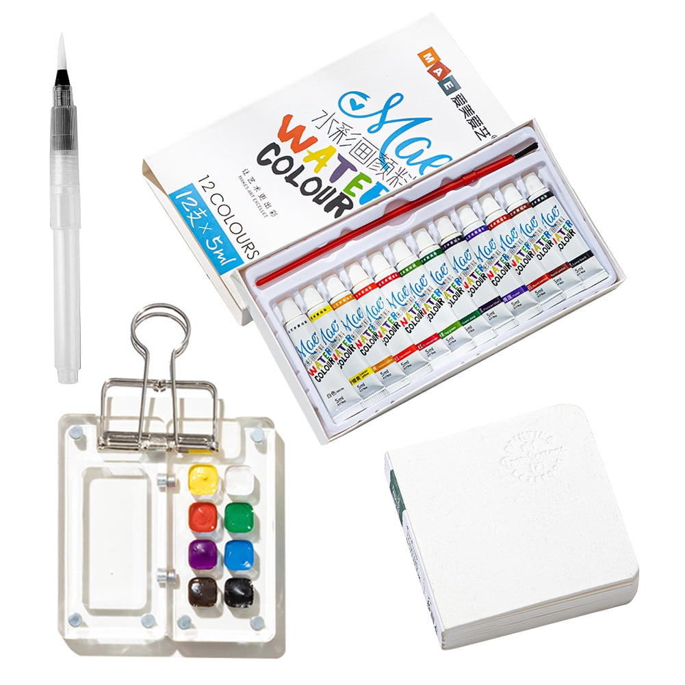 BLEEUS Mini Portable Watercolor Palette Set Watercolor Sketch Book With ...