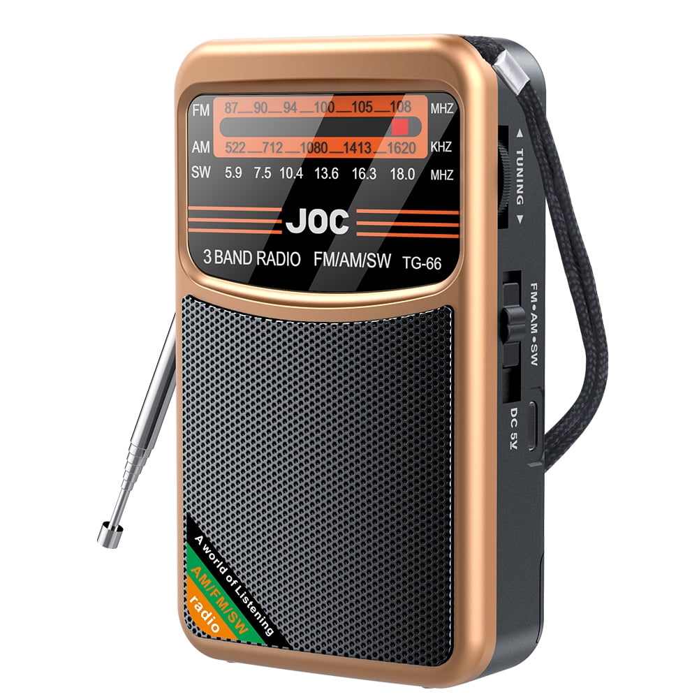 BLEEUS Portable Mini Fm Am Sw Full Band Radio Best Reception For Elder (Gold TG66) - Walmart.com