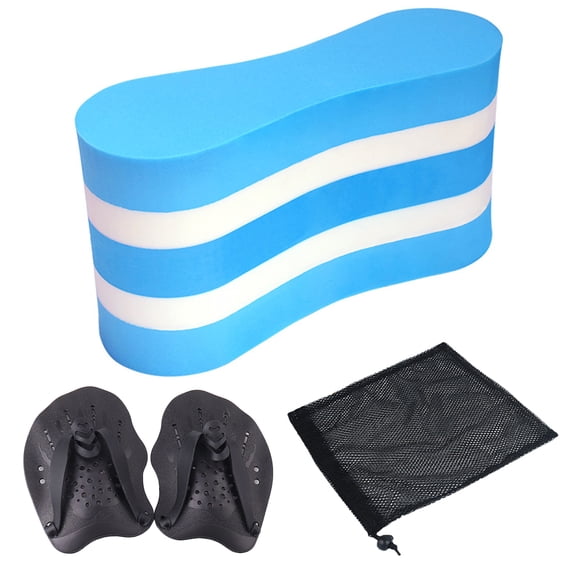 BLEEUS Swim Training Pull Buoy Adjustable Strap Hand Paddles Set For ...