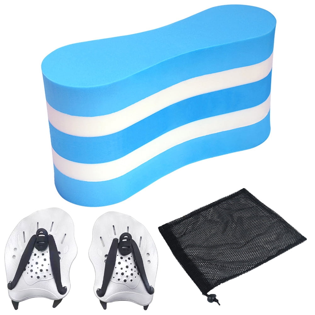 BLEEUS Swim Training Pull Buoy Adjustable Strap Hand Paddles Set For ...