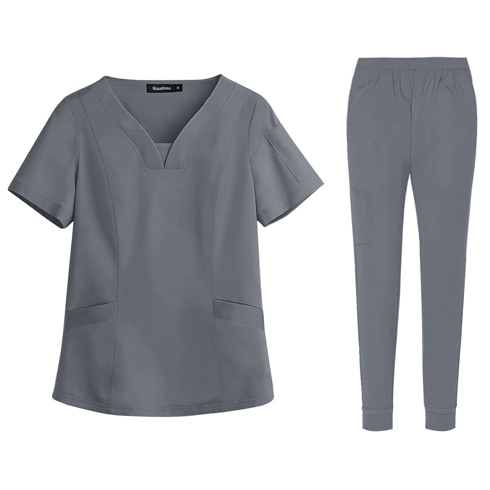 BLEEUS Uniforms Medical Scrubs Top And Pants For Women And Men ...