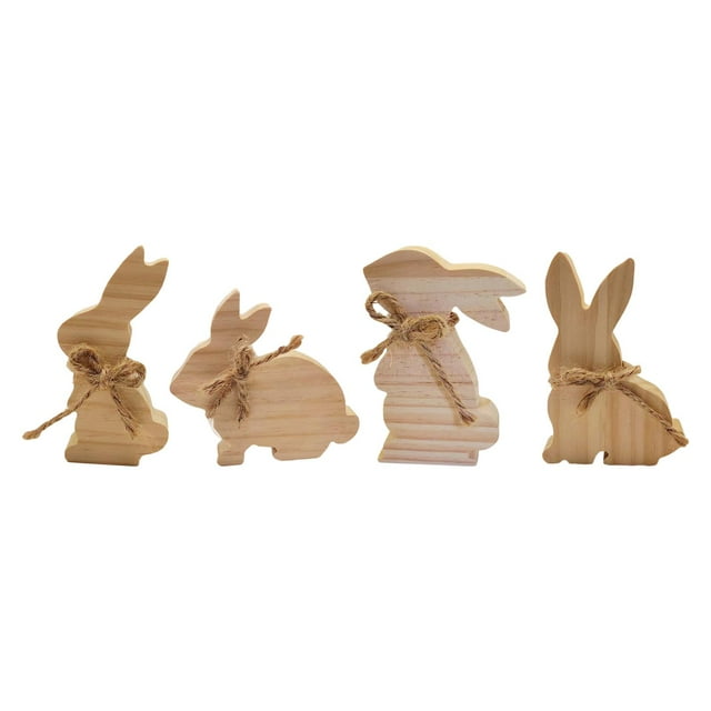 BLESIYA 4 Pieces Easter Wooden Bunny Classroom Decor DIY Easter Rabbit ...