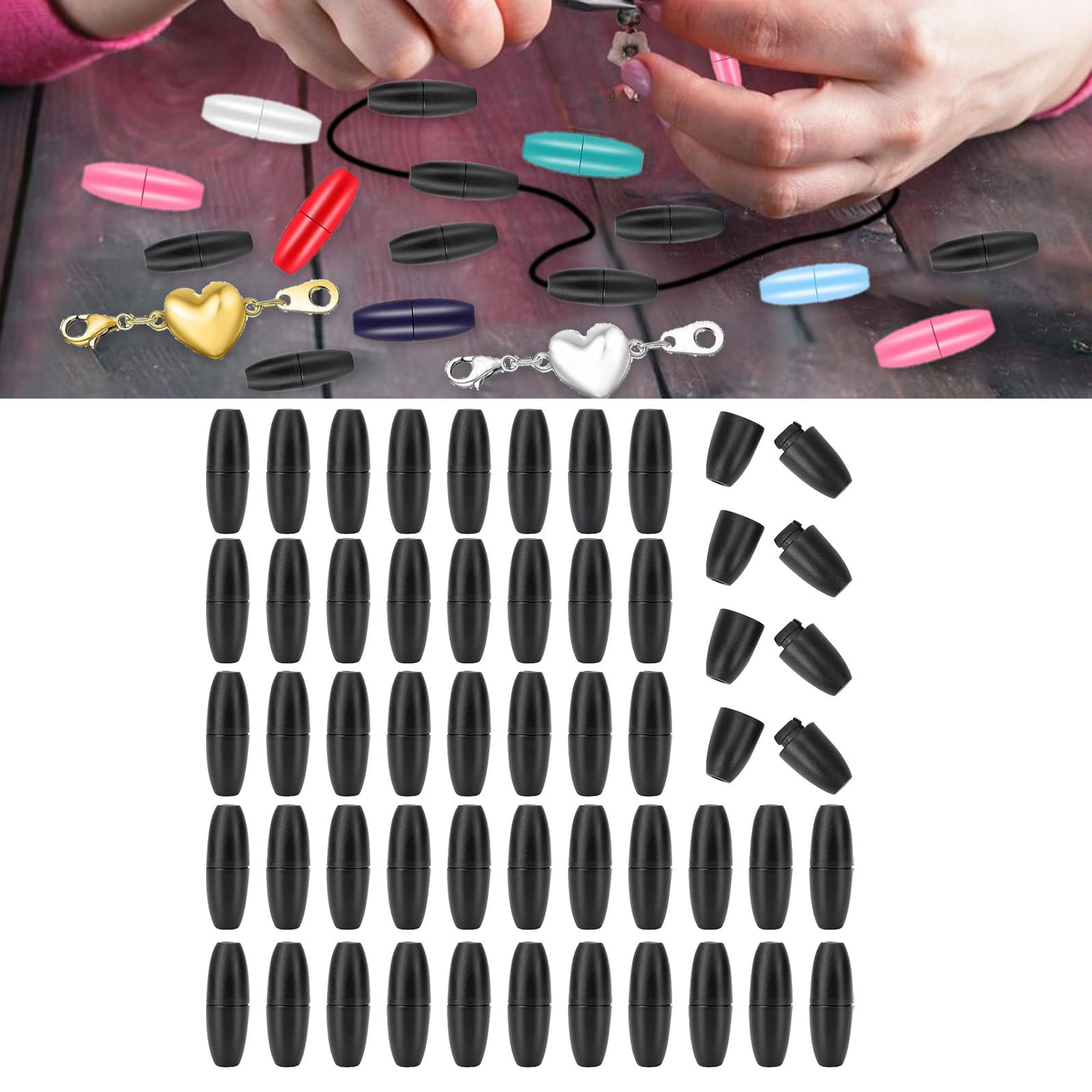 BLESIYA 50 Pieces Bead Barrel Connectors Black Breakaway Clasps for ...