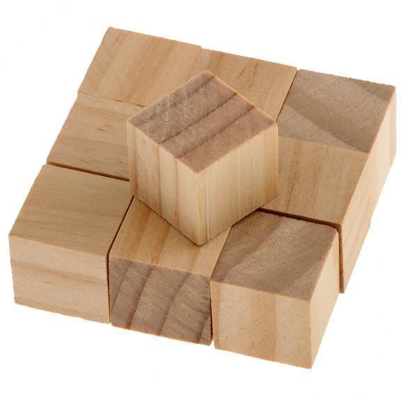 BLESIYA 6x10 Pieces 20mm Handmade Square Wooden Cube Blocks Kids DIY ...