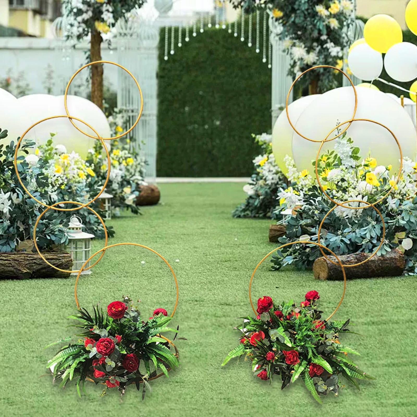 BLESIYA Backdrop Stand Aisle Decor 4 Tiers Metal Circle Wedding Arch ...