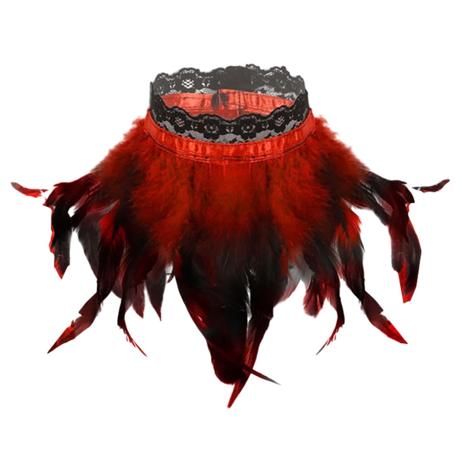 BLESIYA Black Faux Feather Scarf Tie Necklace Shoulder Wrap Neck Cover ...