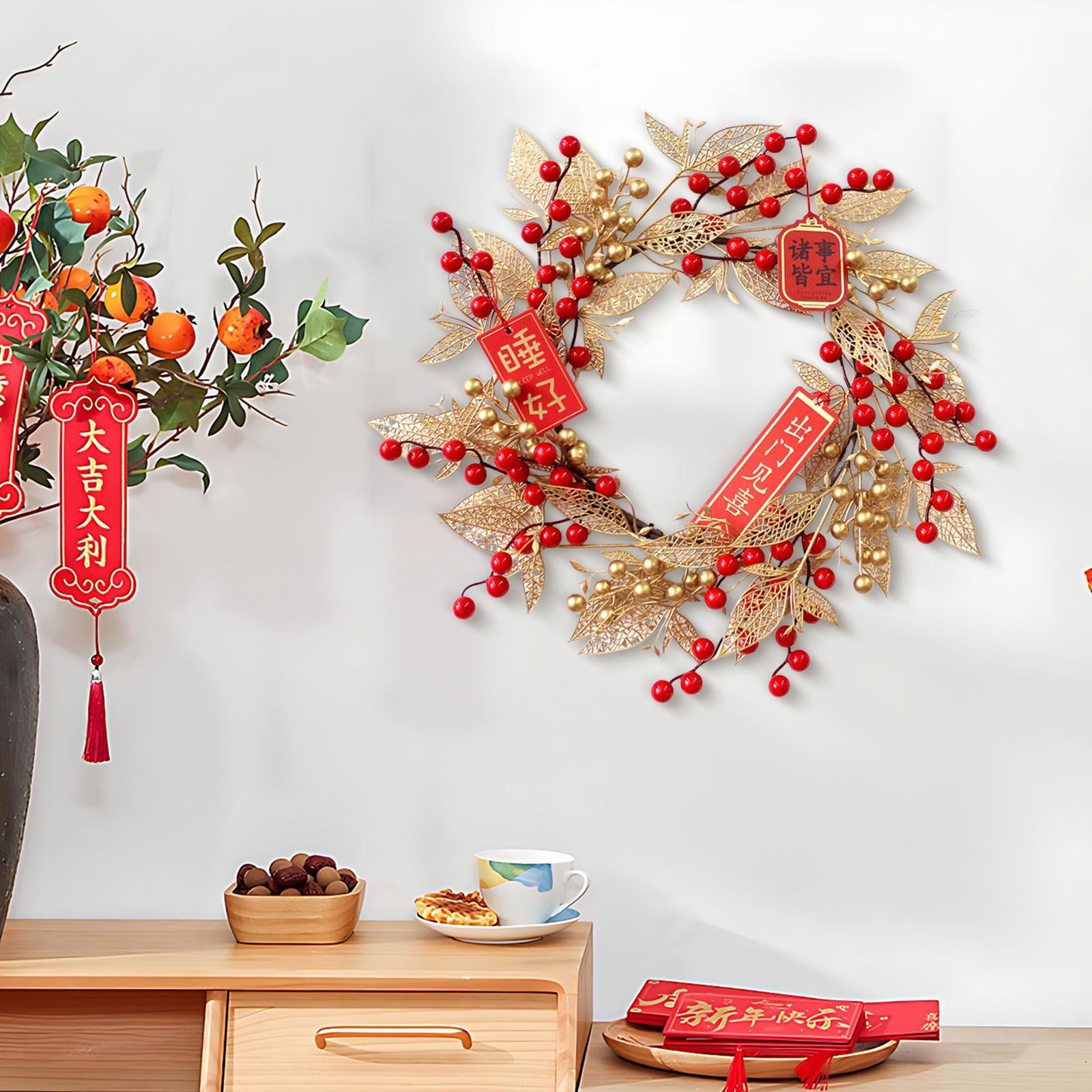 BLESIYA Chinese New Year Wreath Artificial Floral Wreath 2024 Wreath ...