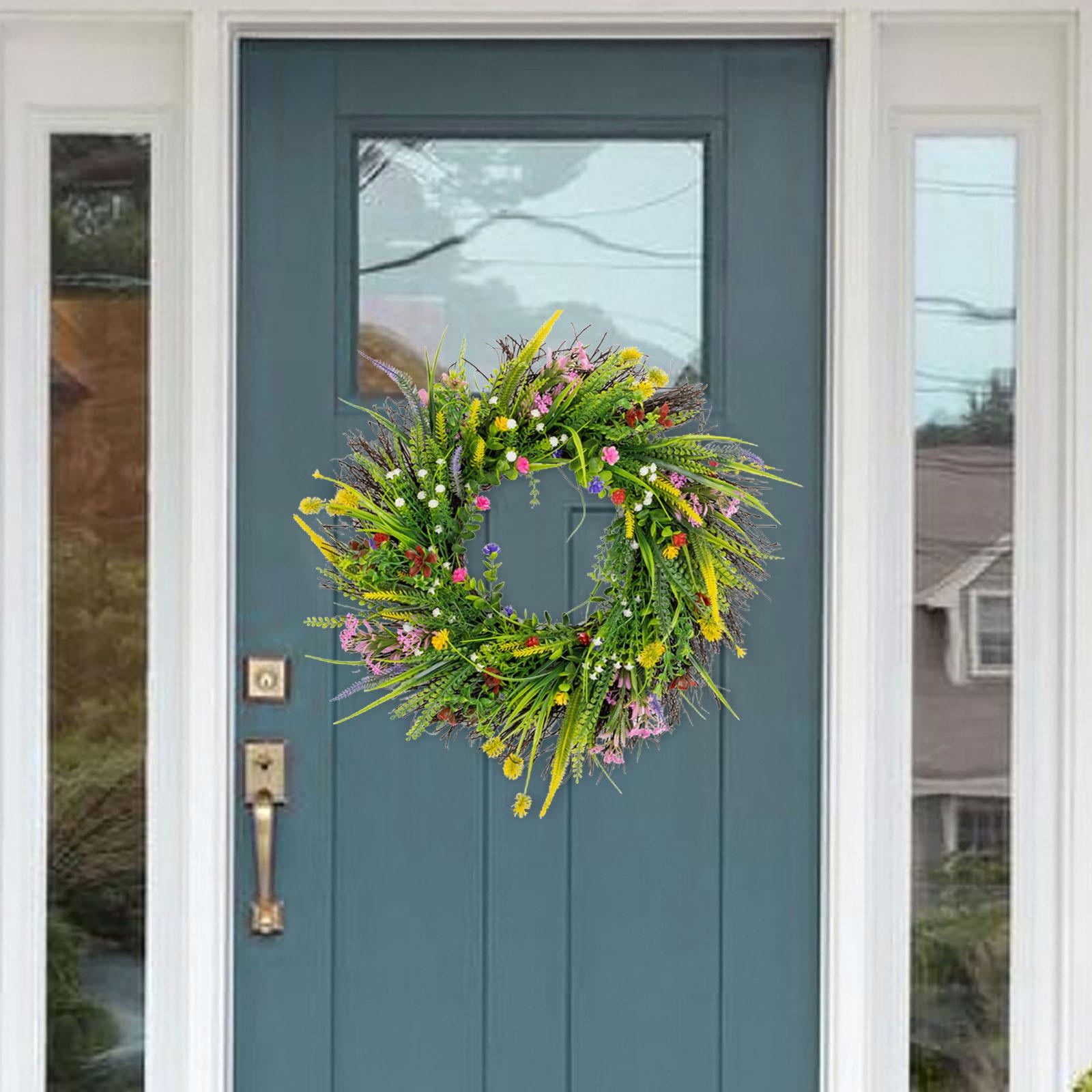 BLESIYA Front Door Spring Wreath Durable Artificial Wreath for Window ...