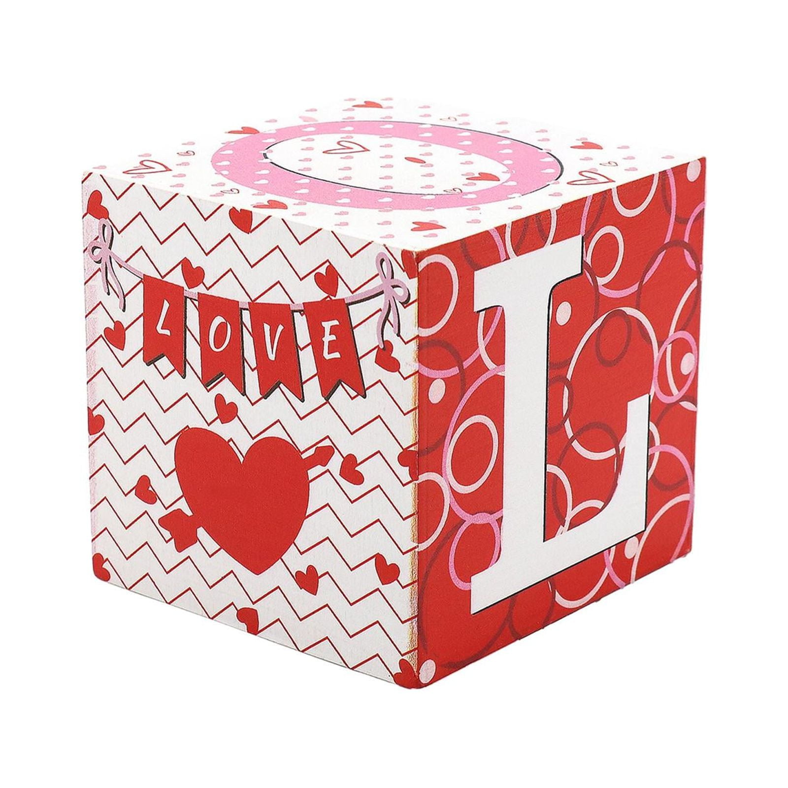 BLESIYA Valentines Day Heart Wood Sign Wooden Heart Block Signs for ...