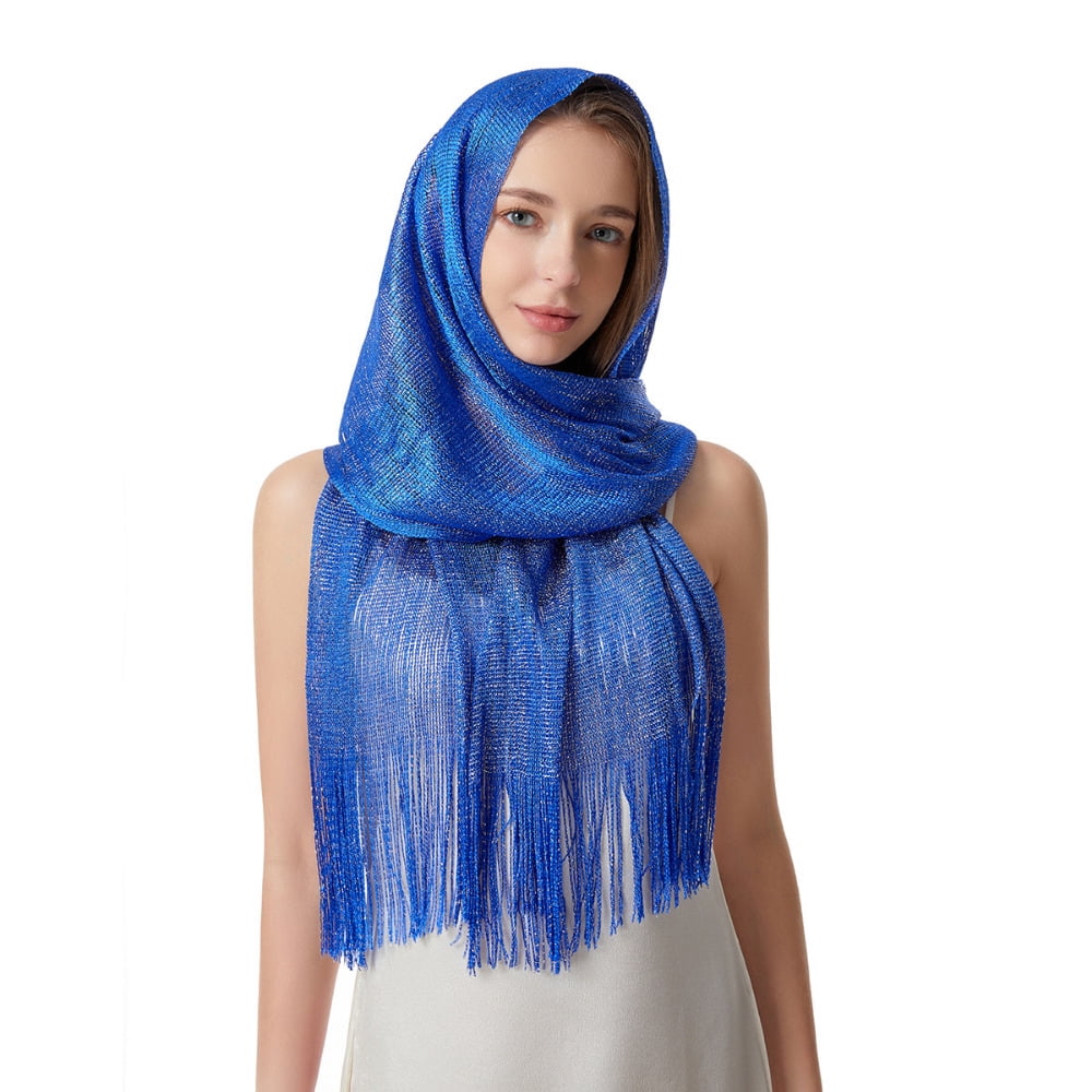 BLESSI Stylish Muslim Headscarf with Tassel, New Shiny Silk Headwrap ...