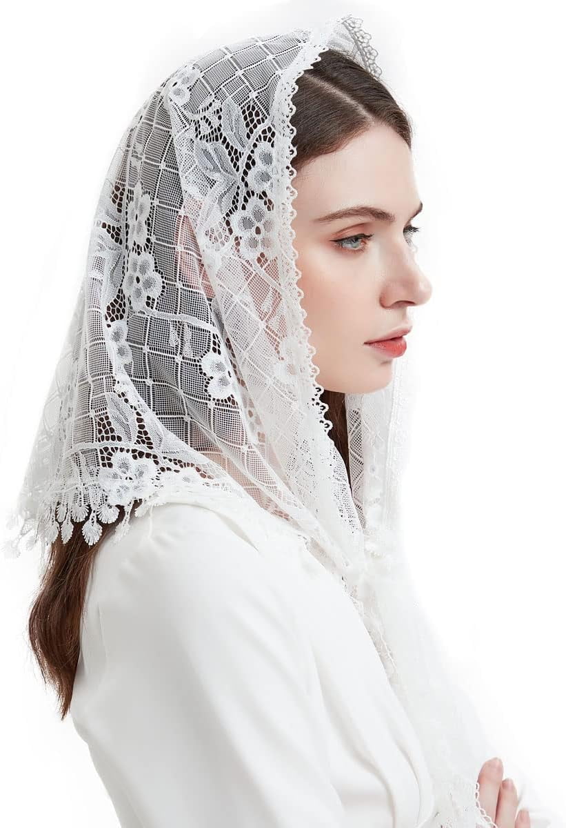BLESSI Women Catholic Mantilla Head Covering Scarf Church Chapel Veil ...