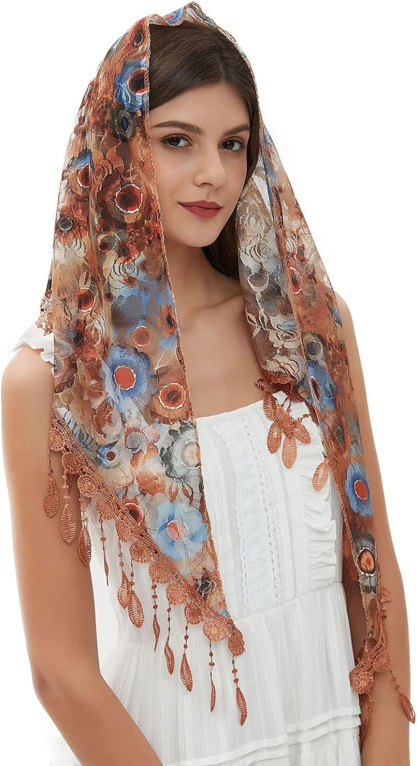 BLESSI Women Catholic Mantilla Head Covering Scarf Church Chapel Veil ...