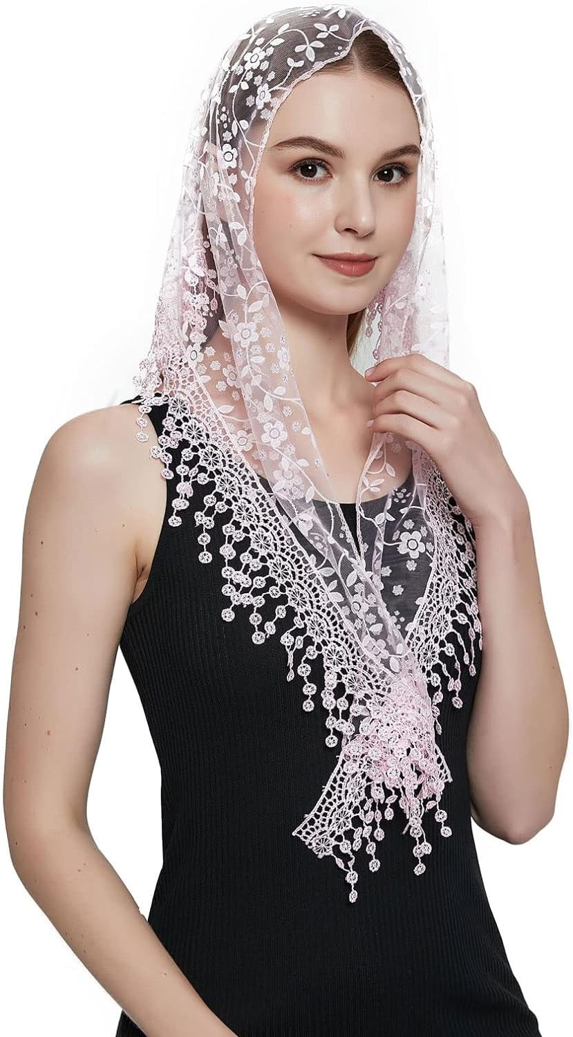 BLESSI Women Catholic Mantilla Head Covering Scarf Church Chapel Veil ...