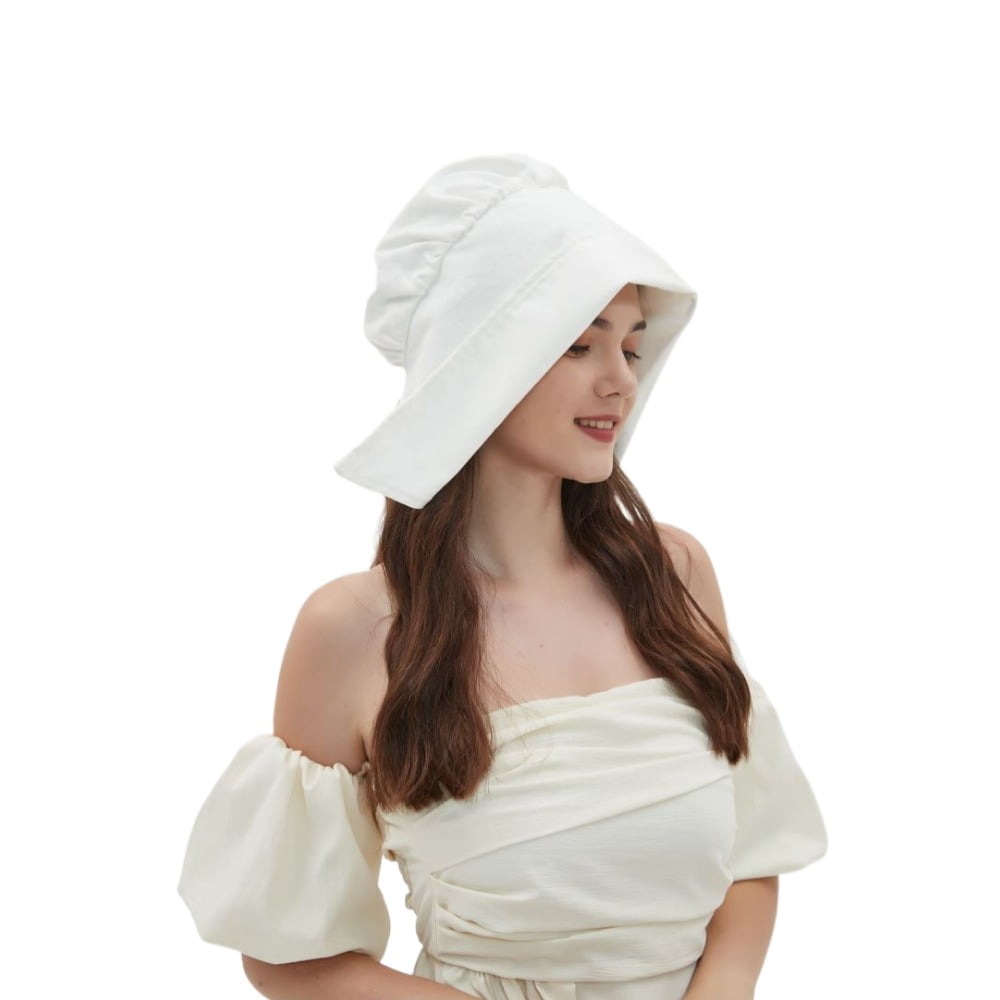 BLESSI Women's Colonial Bonnet Cap Vintage Costume Accessory White ...