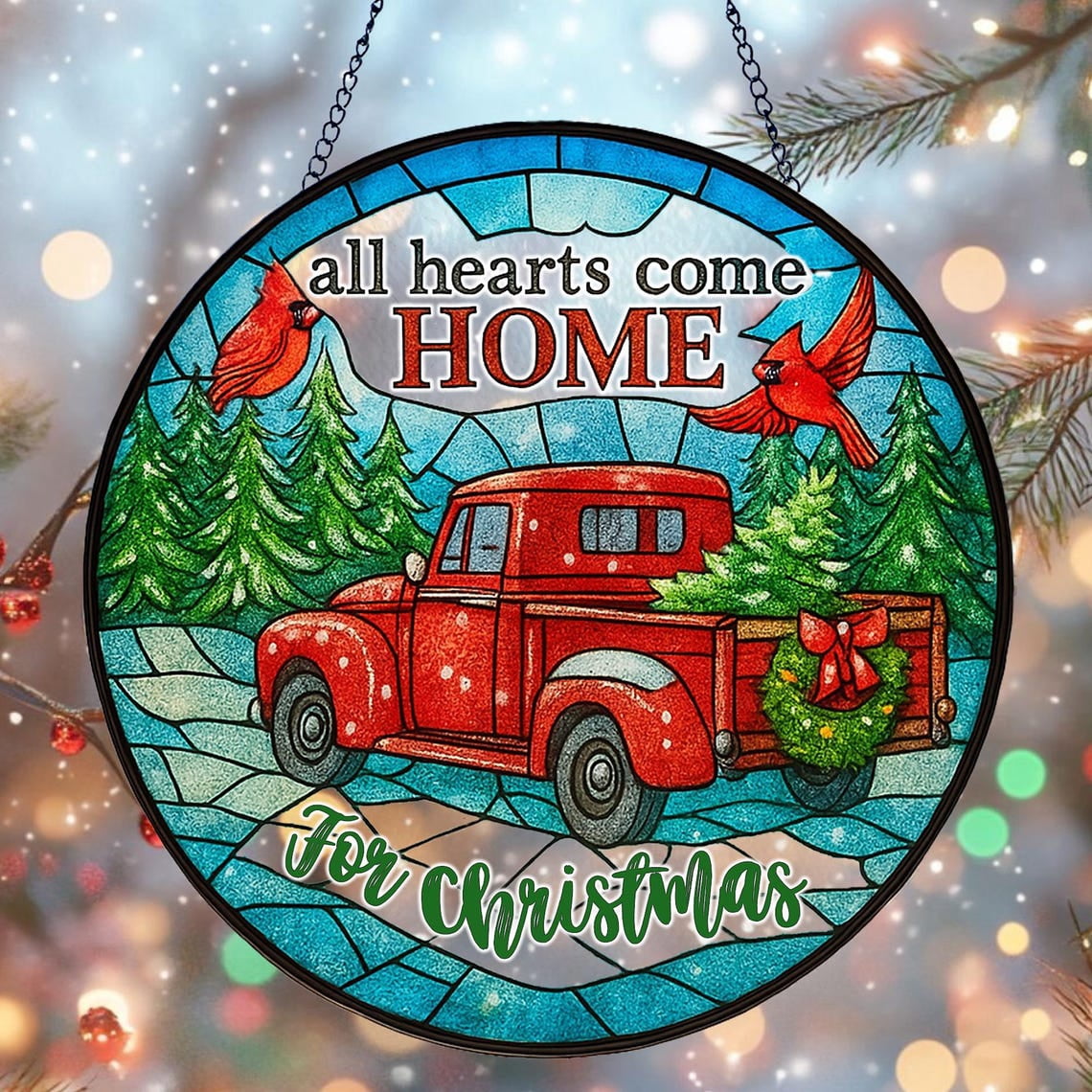BLESSING DECOR All Heart Christmas Glass Suncatcher, Christian ...