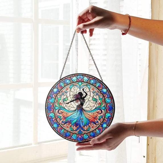 BLESSING DECOR Belly Dance Stained Glass SunCatcher: Window Light ...
