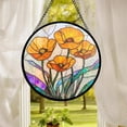 BLESSING DECOR California Poppy Glass Suncatcher v3, Orange Floral ...