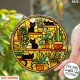 BLESSING DECOR Cats in Poppy Flowers Glass Suncatcher, Feline Garden ...
