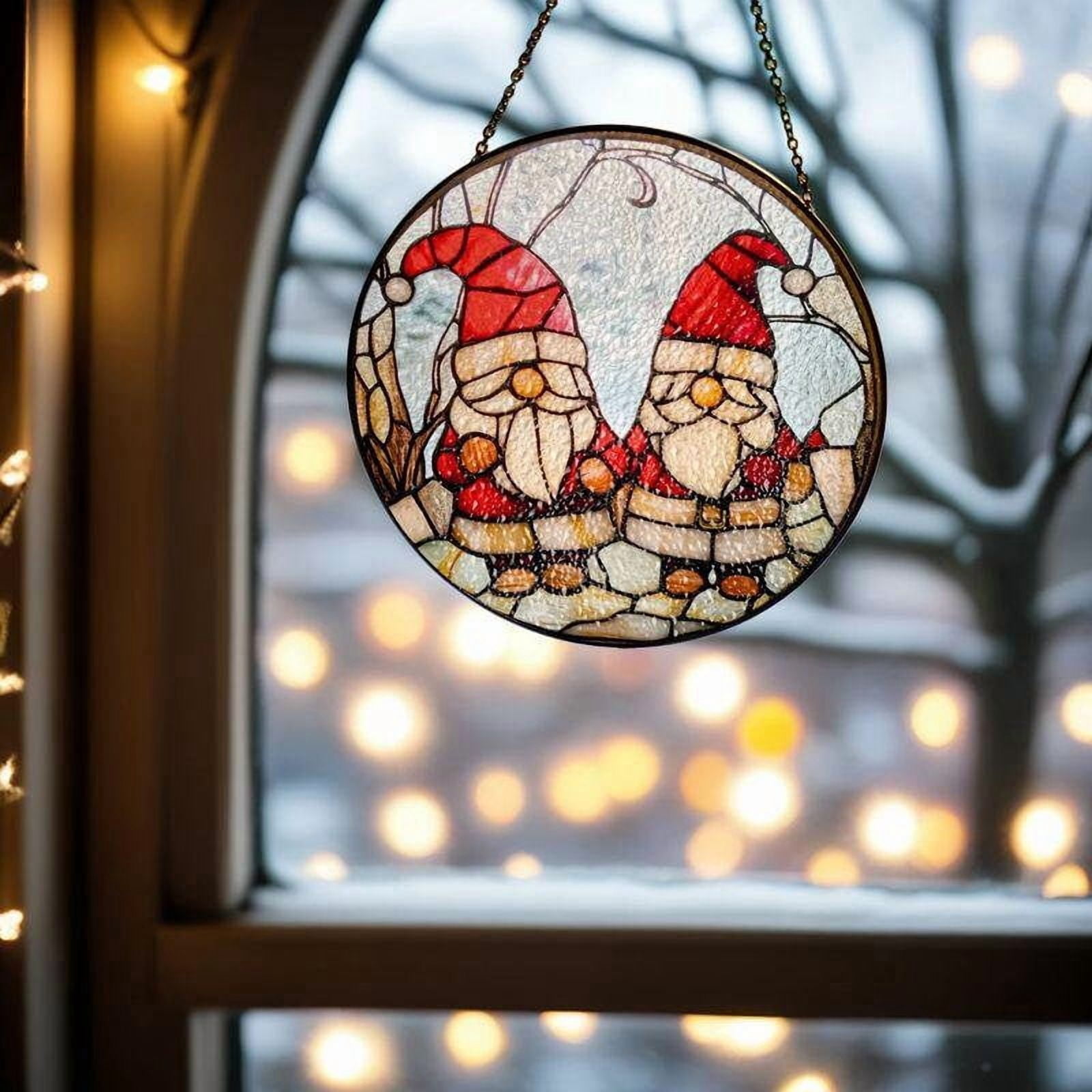 BLESSING DECOR Christmas Gnomes suncatcher colorful holiday winter ...