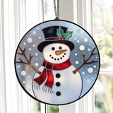 BLESSING DECOR Christmas Snowman Glass Suncatcher v2, Winter Holiday ...