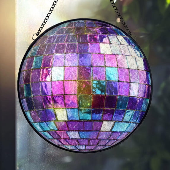 BLESSING DECOR Disco Ball Glass Suncatcher v2, Retro Boho Window ...