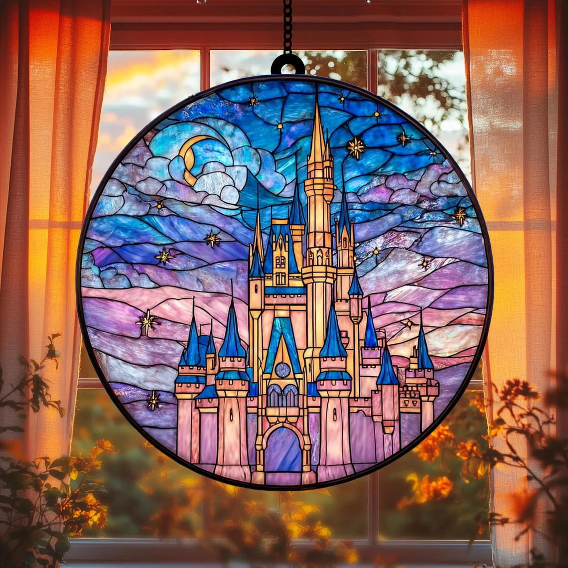 BLESSING DECOR Disneyland Castle Suncatcher, Vintage Magic Kingdom ...