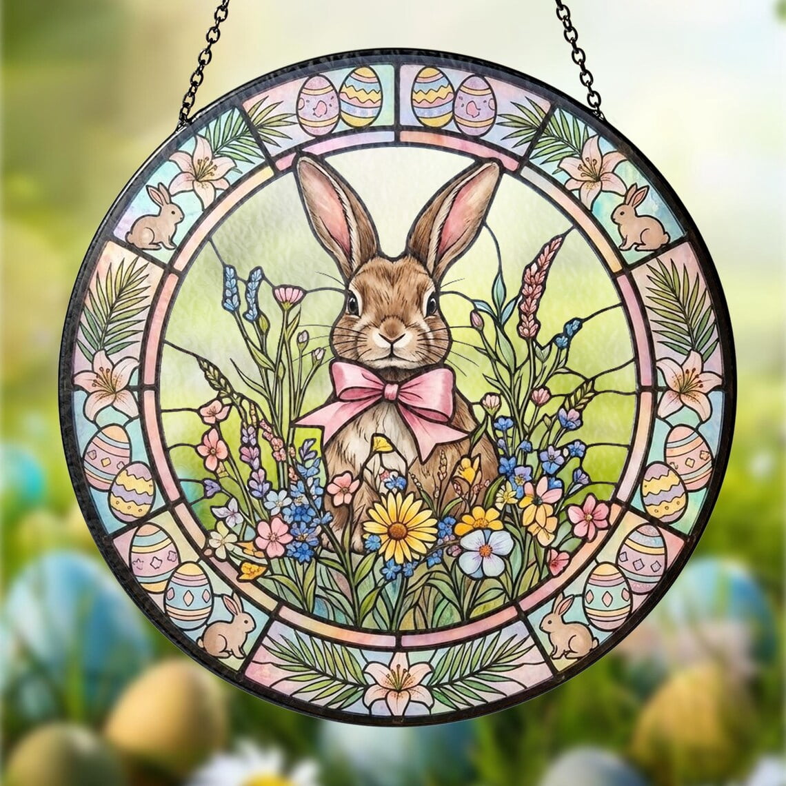 BLESSING DECOR Easter Glass Suncatcher v2, Spring Window Decor ...