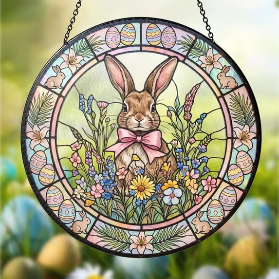 BLESSING DECOR Easter Glass Suncatcher v2, Spring Window Decor ...