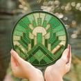 BLESSING DECOR Emerald Green Art Deco Suncatcher - Round Geometric ...