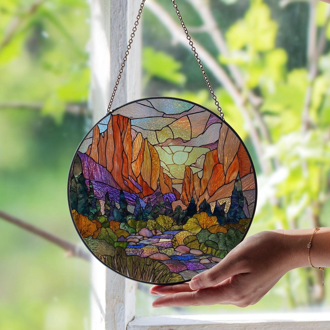 BLESSING DECOR Garden of the Gods Glass Suncatcher, Colorado Red Rock ...