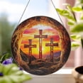 BLESSING DECOR He Is Risen Glass Suncatcher, Jesus Cross Window Hanging ...