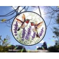 BLESSING DECOR Hummingbird Lavender Stained Glass Suncatcher: Nature ...
