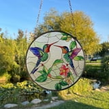 BLESSING DECOR Hummingbirds Glass Suncatcher v18, Bird Nature Window ...