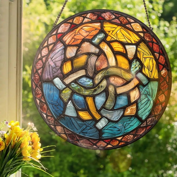 BLESSING DECOR Maritime Knot Work: Stained Glass Style Window Hanging ...