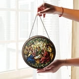 BLESSING DECOR Nativity Scene Suncatcher: Stained Glass Window Hanging ...
