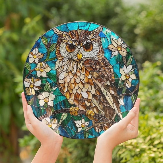 BLESSING DECOR Owl Suncatcher, Owl Window Hanging Decor, Bird Home ...