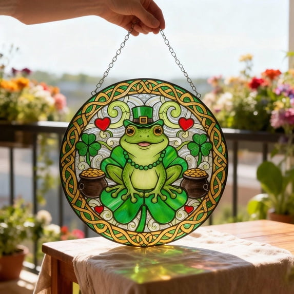 BLESSING DECOR Patrick's Day Window Hanging Decor, Glass Style Acrylic ...