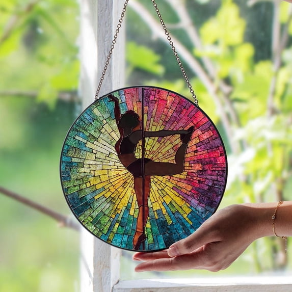 BLESSING DECOR Pole Dance Glass Window Suncatcher, Fitness Studio ...