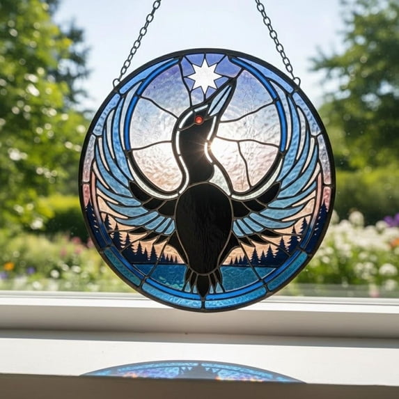 BLESSING DECOR Rebel Loon Glass Suncatcher, Strong Minnesota Bird ...