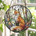 BLESSING DECOR Red Fox Glass Suncatcher, Wild Fox Forest Window Hanging ...