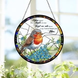 BLESSING DECOR Robin Bird Suncatcher, Forget Me Not Floral Memorial Art ...