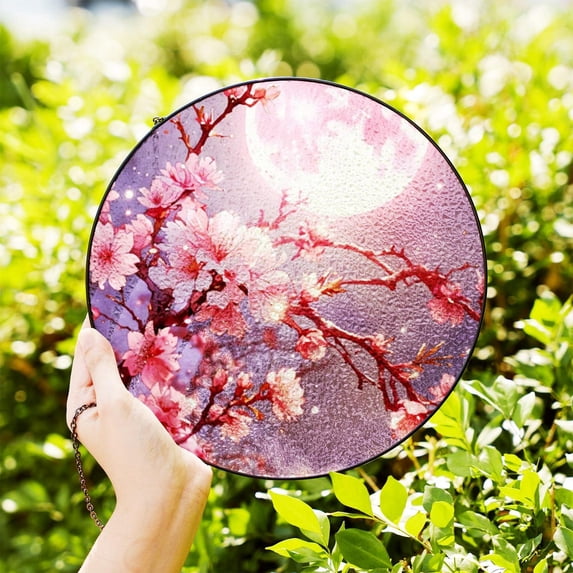BLESSING DECOR Sakura Flower Glass Suncatcher, Cherry Blossom Window ...