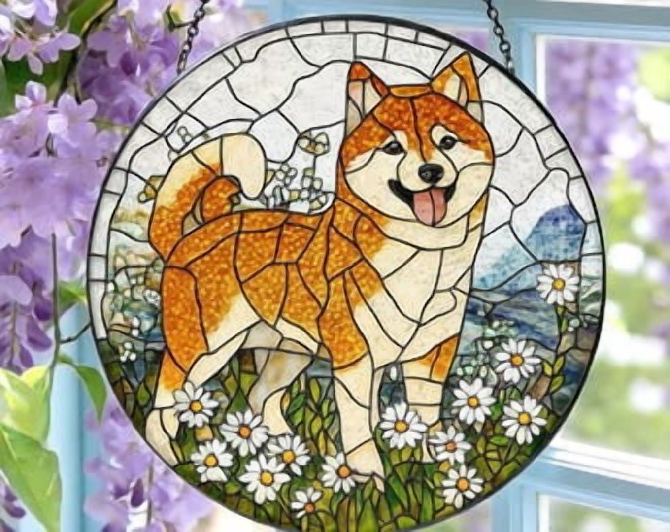 BLESSING DECOR Shiba Inu Glass Memorial Suncatcher: Custom Dog Window ...