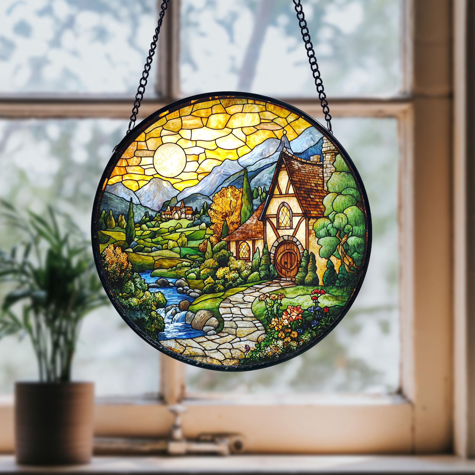 BLESSING DECOR Shire Stained Glass Suncatcher, Shire Glass Window ...