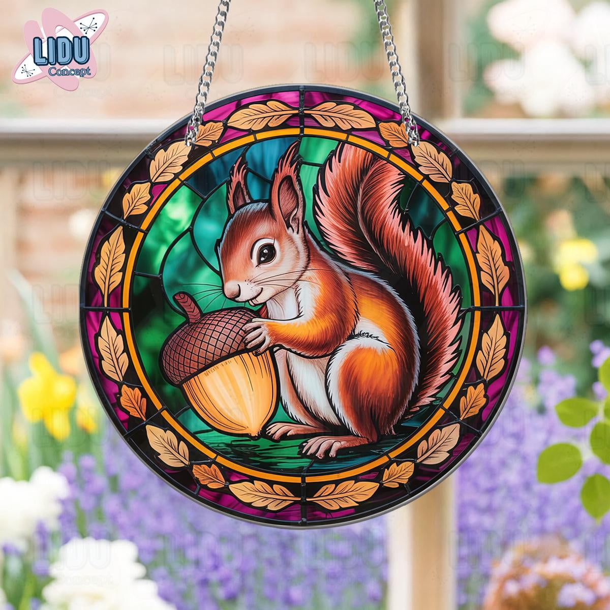 BLESSING DECOR Squirrel Suncatcher, Squirrel Window Decor, Squirrel Art ...