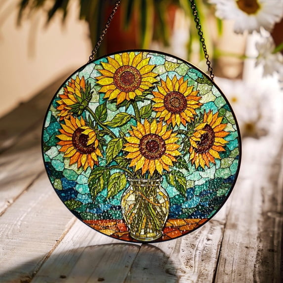 BLESSING DECOR Sunflower Glass Suncatcher, Window Hanging Decor for Mom ...