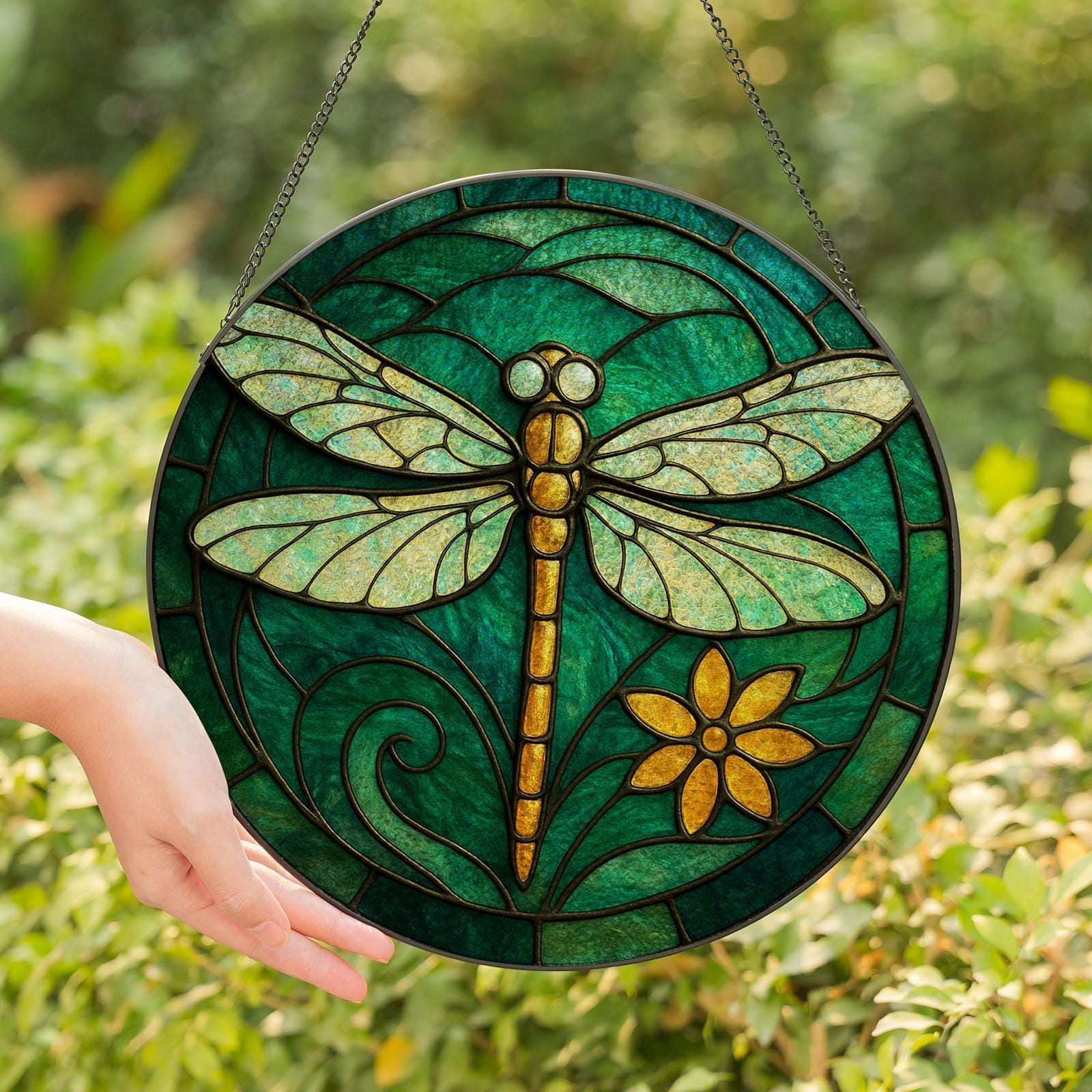 BLESSING DECOR Teal Dragonfly Suncatcher - Symbol of Change Window Art ...