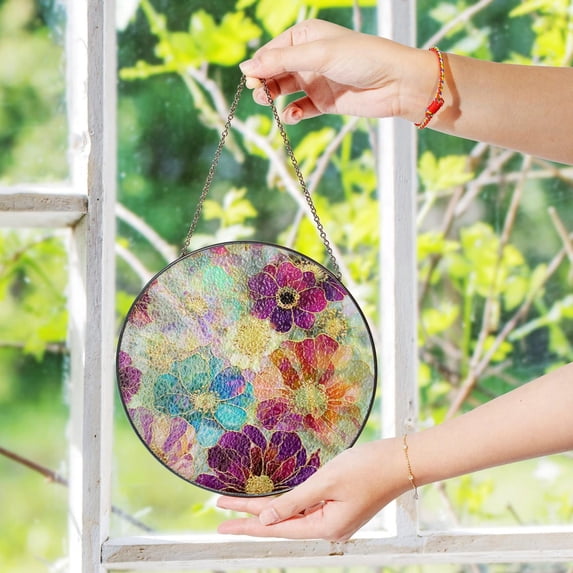 BLESSING DECOR Vibrant Wildflower Glass Suncatcher, Wildflower Window ...